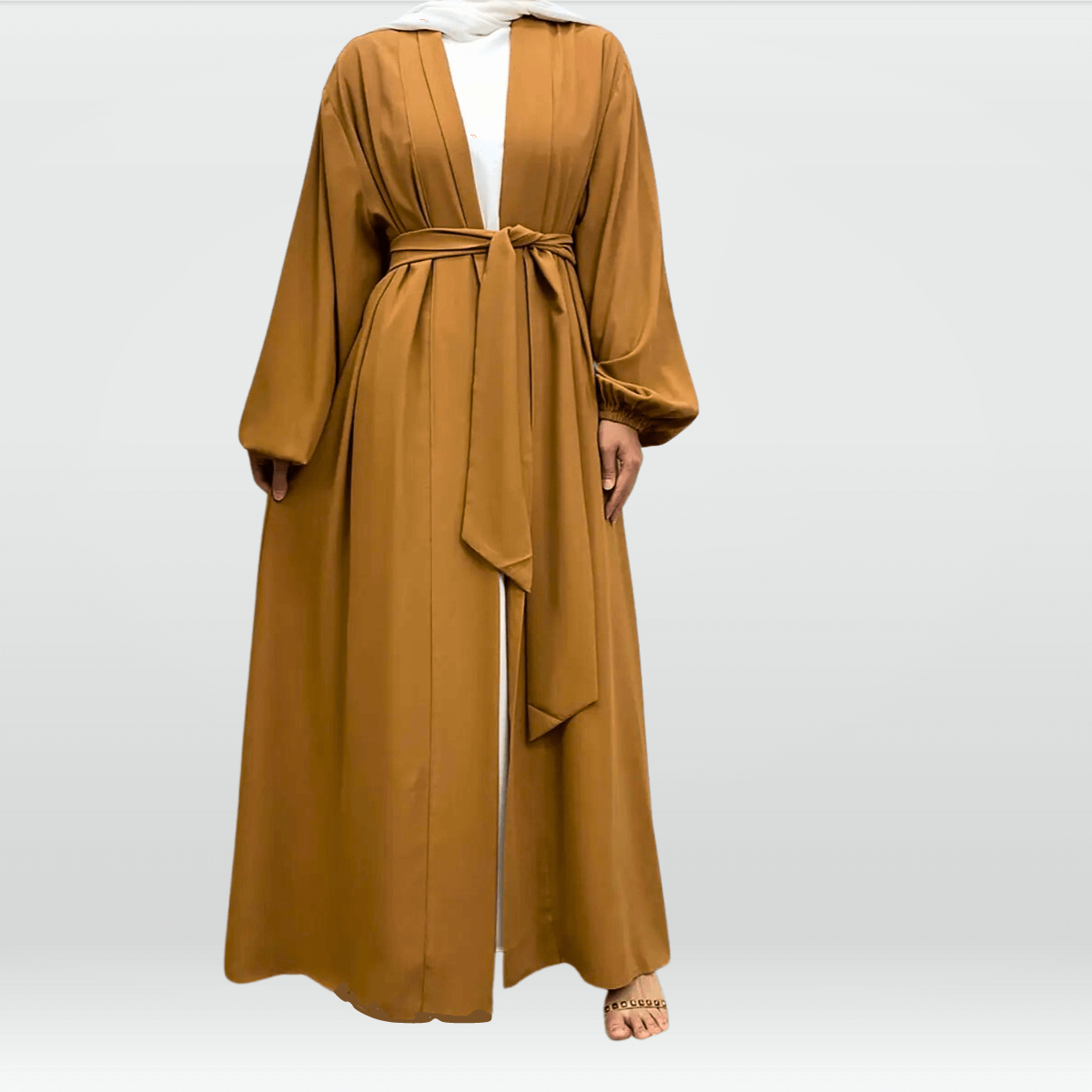 Puff Sleeve Open Abaya - Camel – El Nuur